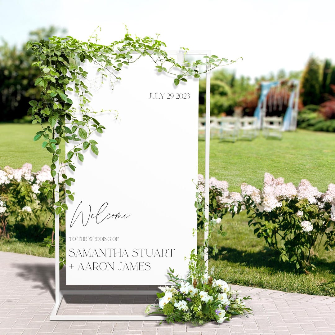 KINIU White Wedding Sign Holder Welcome to Our Wedding Sign Stand With ...