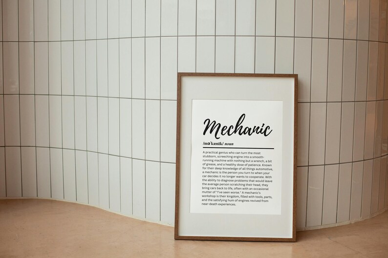 Mechanic Definition Print – Perfect Gift for Auto Enthusiasts and ...