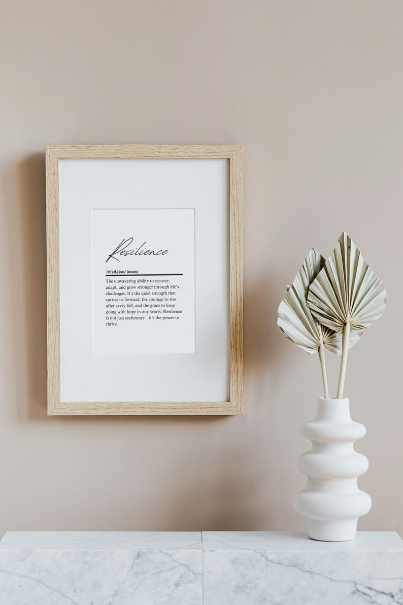 Resilience - Motivational Dictionary Definition Print Digital Wall Art ...