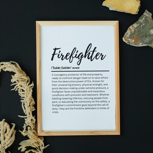 Firefighter Definition Print – Heroic Gift for Firefighters and First ...