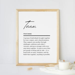 Team - Inspirational Dictionary Definition Print Digital Wall Art for ...
