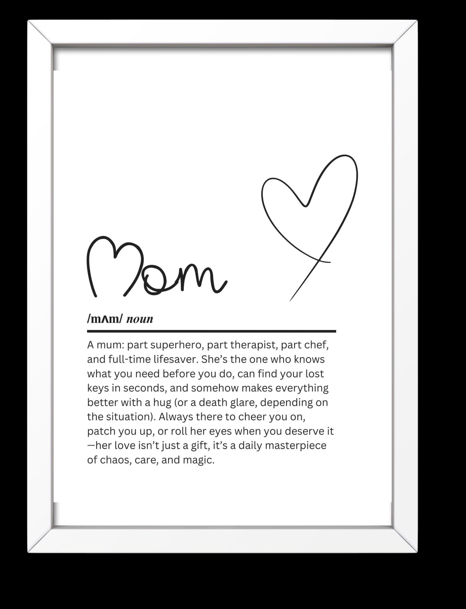 Mom Definition Wall Art Print - Heartfelt Home Decor for Living Room or ...