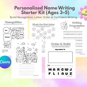 Personalized Name Writing Practice Kit (ages 3-5) | Editable Canva ...