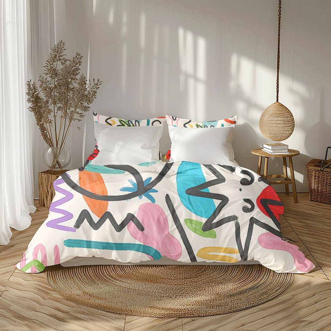 Abstract Comforter Set Queen Comforter Set for Girls Bedroom Set King ...