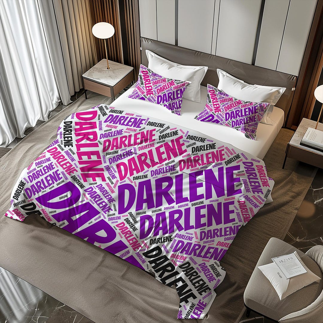 Personalized Comforter Custom Name Bedding Word Cloud Throw Girl Room ...