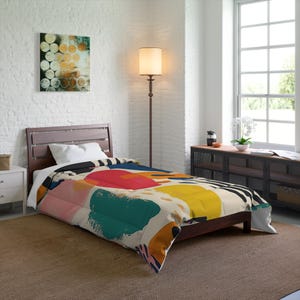Colorful Abstract Comforter Set - Modern Artistic Bedding - Bold ...