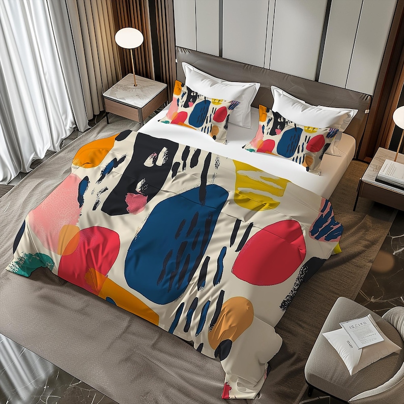 Colorful Abstract Comforter Set - Modern Artistic Bedding - Bold ...