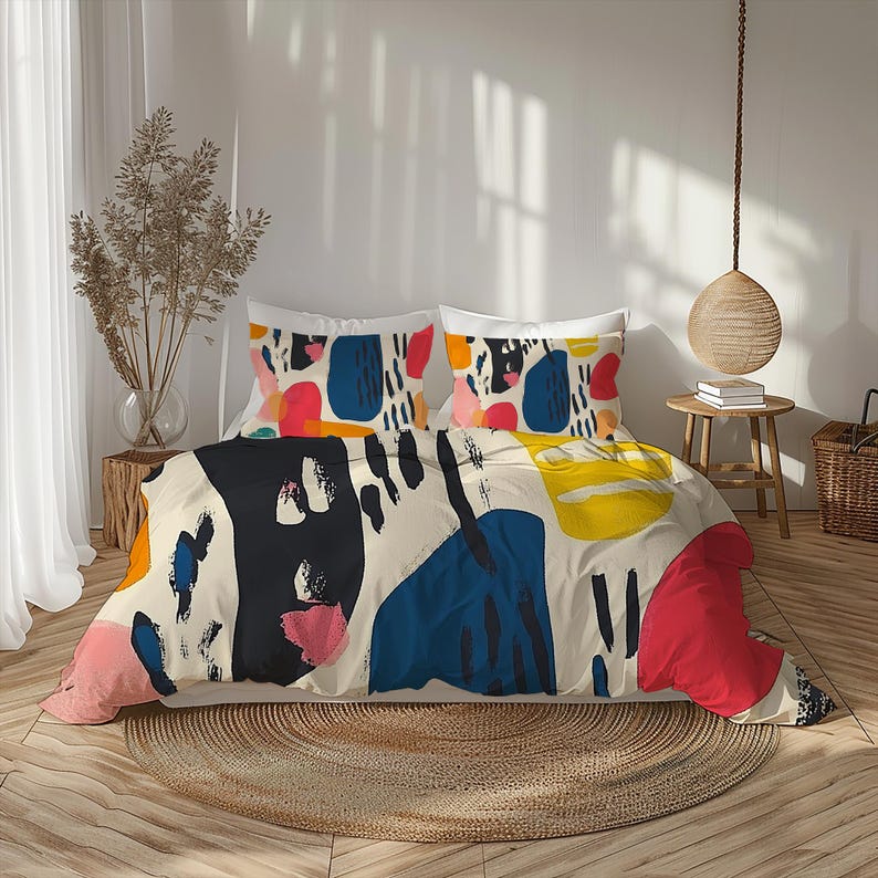 Colorful Abstract Comforter Set - Modern Artistic Bedding - Bold ...