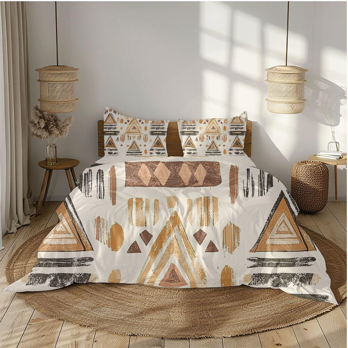 Aztec Pattern Bedding Set, Southwestern Tribal Comforter, Boho ...
