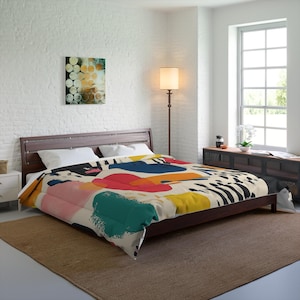 Colorful Abstract Comforter Set - Modern Artistic Bedding - Bold ...