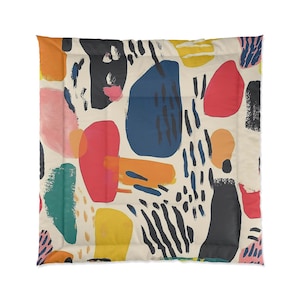 Colorful Abstract Comforter Set - Modern Artistic Bedding - Bold ...