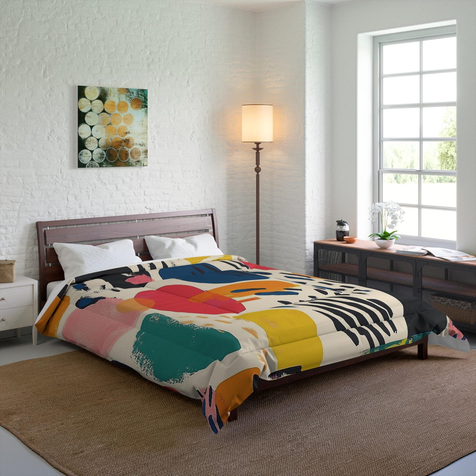 Colorful Abstract Comforter Set - Modern Artistic Bedding - Bold ...