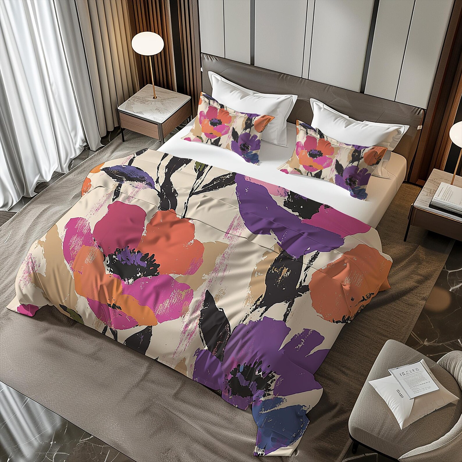 Bold Floral Print Comforter: Vibrant Boho Bedding Set - Etsy