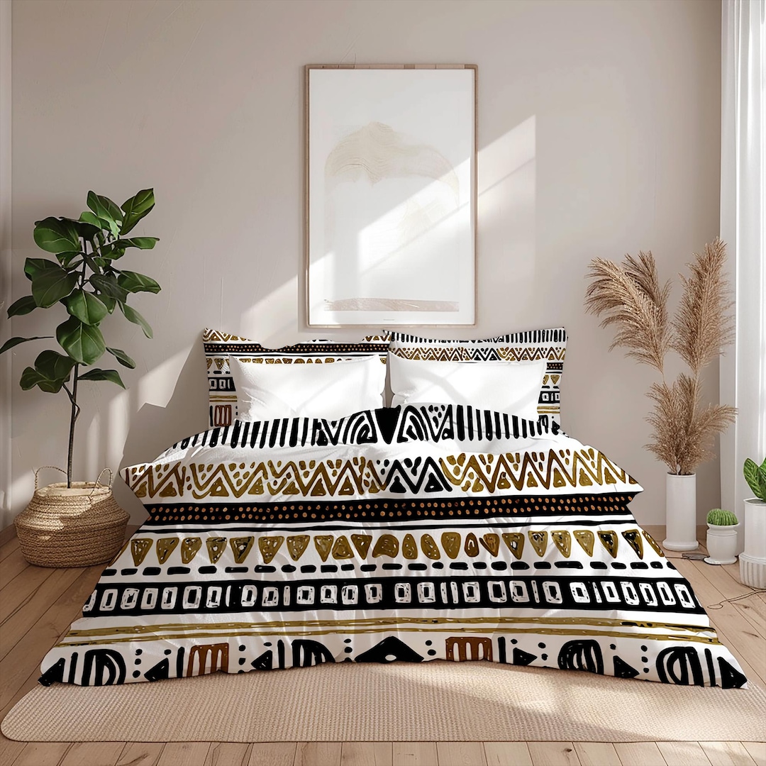 African Tribal Comforter Set: Mud Cloth Inspired Boho Bedding - Etsy