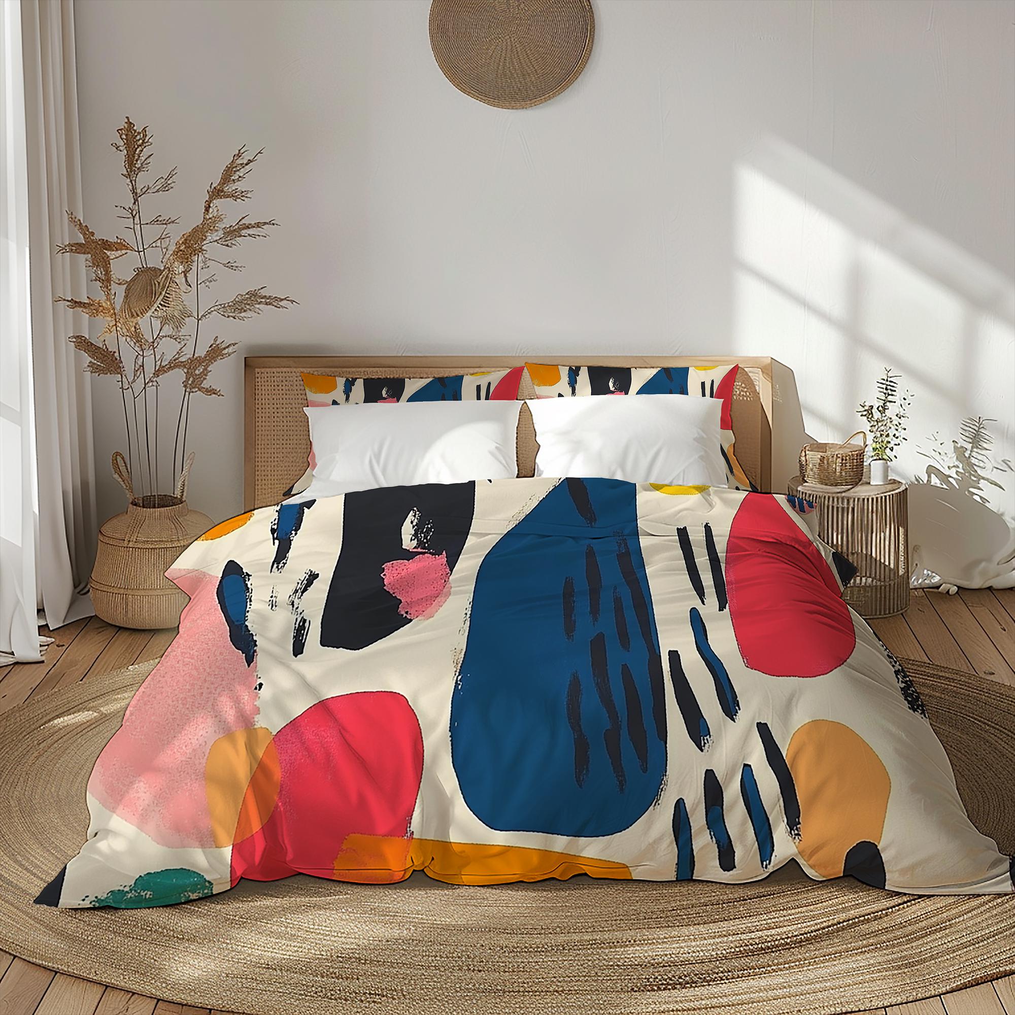Colorful Abstract Comforter Set - Modern Artistic Bedding - Bold ...