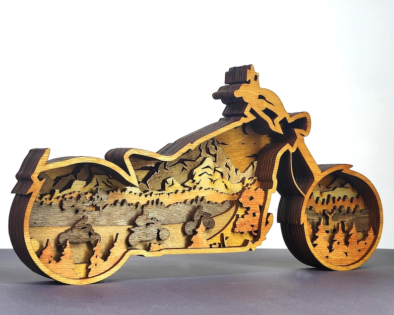 Motorbike, Laser Cut Files, 3D Motorcycle, Laser File and Biker Svg ...