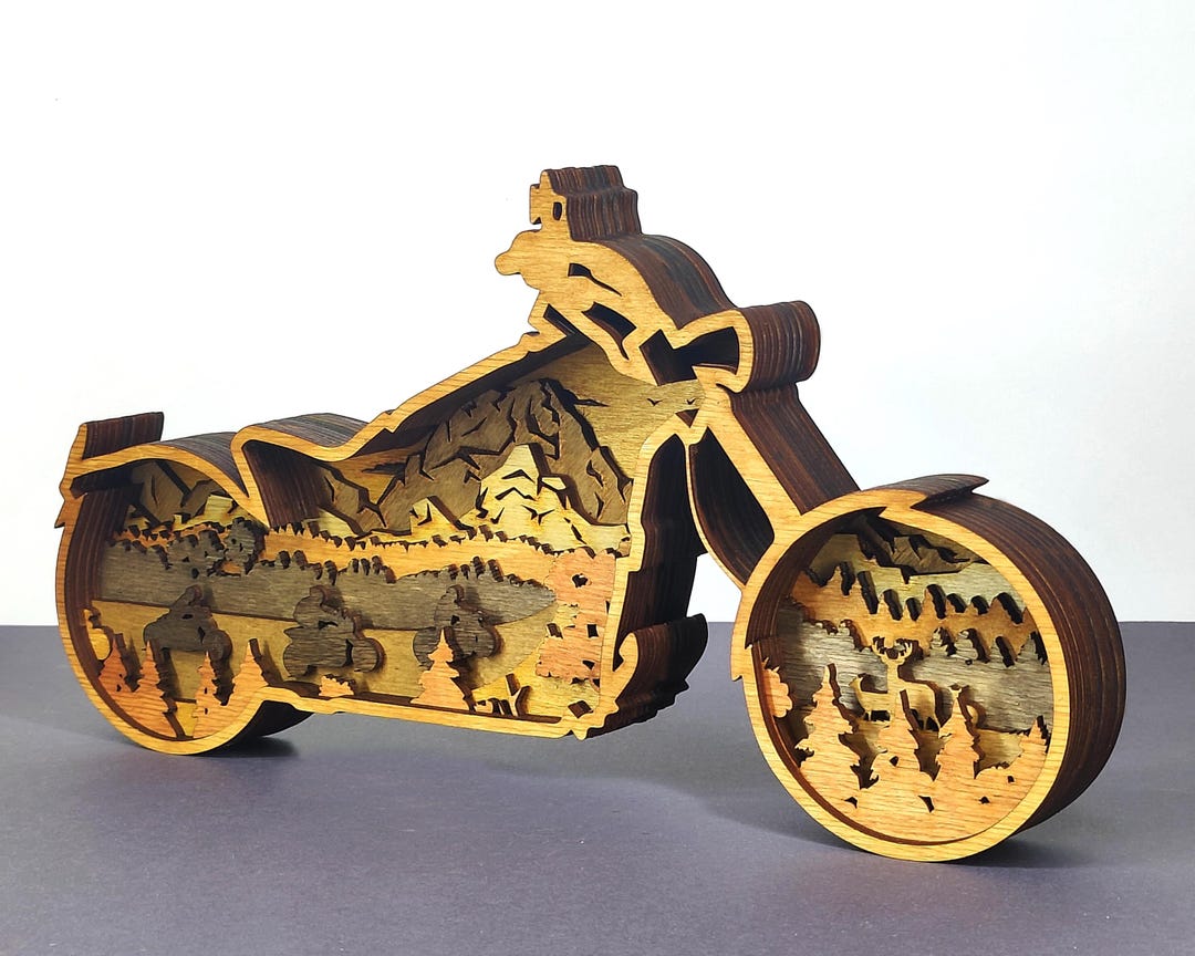 Motorbike, Laser Cut Files, 3D Motorcycle, Laser File and Biker Svg ...