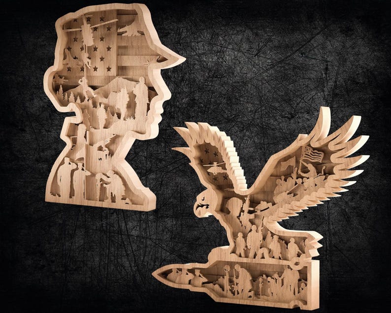 US Army Laser Cut File, 3D Standing Veteran, Soldier 3d, Eagle Svg, US ...