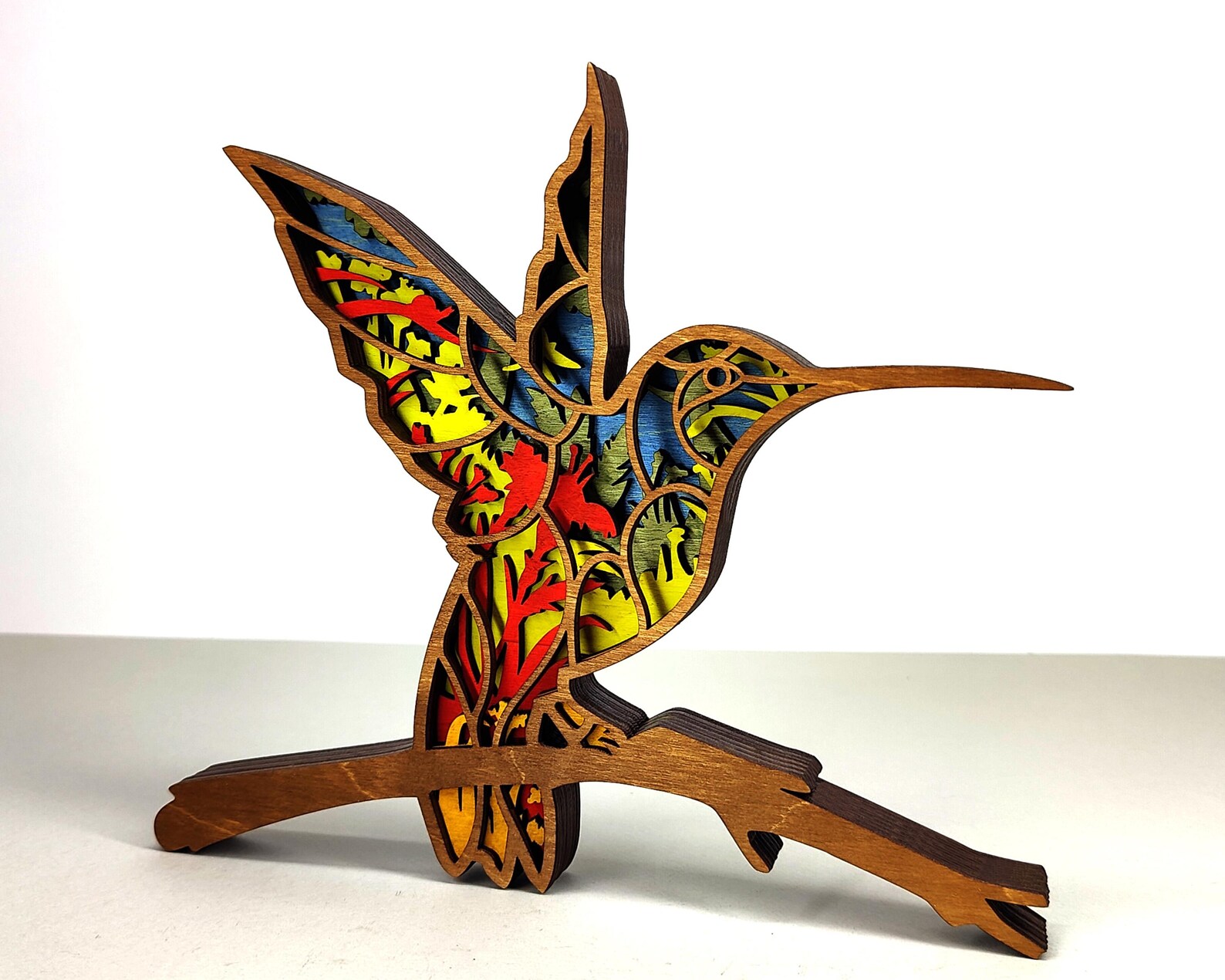 Hummingbird Flowers Laser Cut File, 3D Layered Plywood (SVG, PDF, Ai ...