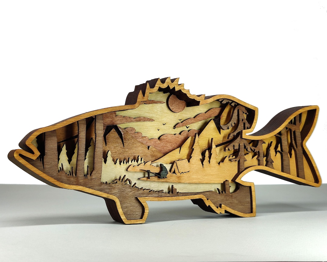 Bass, Laser Cut Files, Fishing Svg - 8 Layer Artwork for Glowforge ...