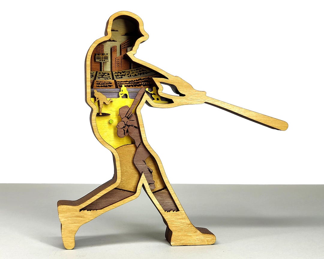 3D Baseball Player SVG, Layered Laser Cut Files (digital Download) - Etsy