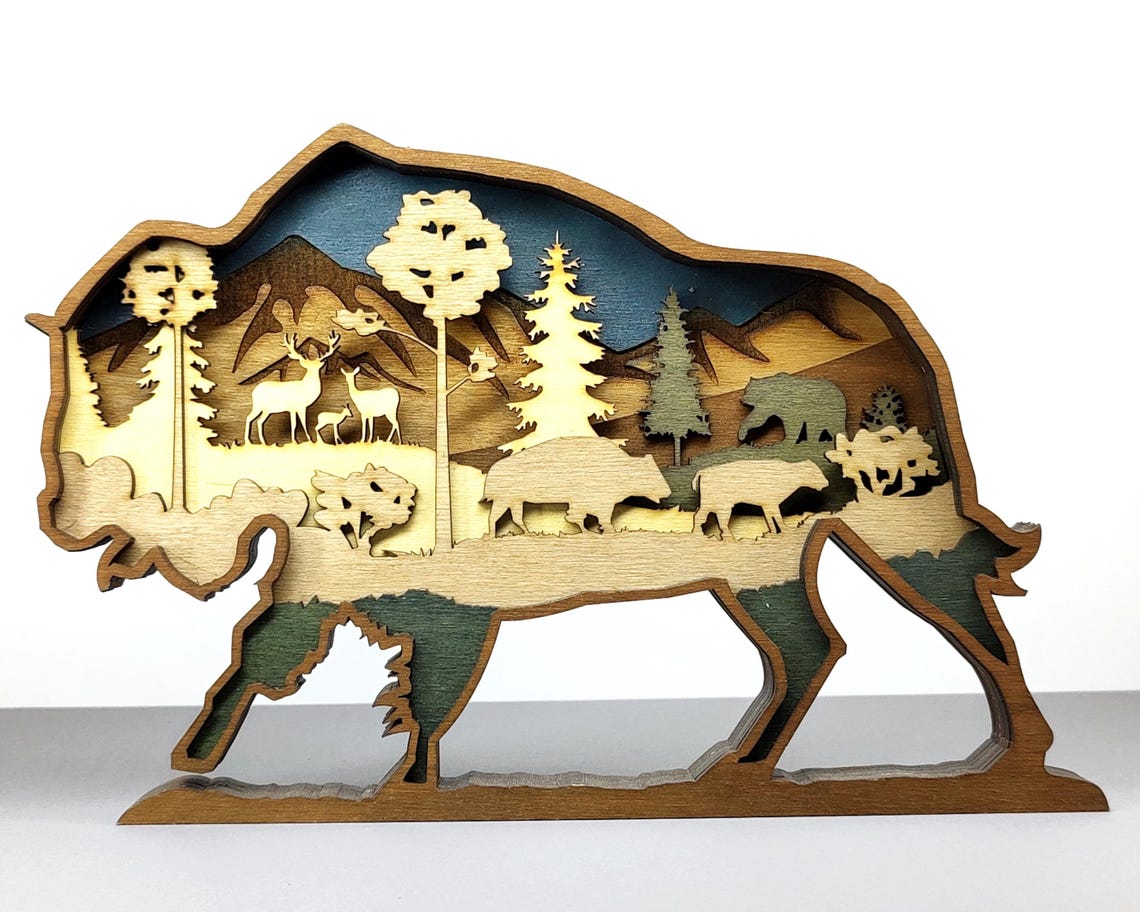Bison Forest Animals Laser Cut File, 7 Layered SVG (digital Download ...