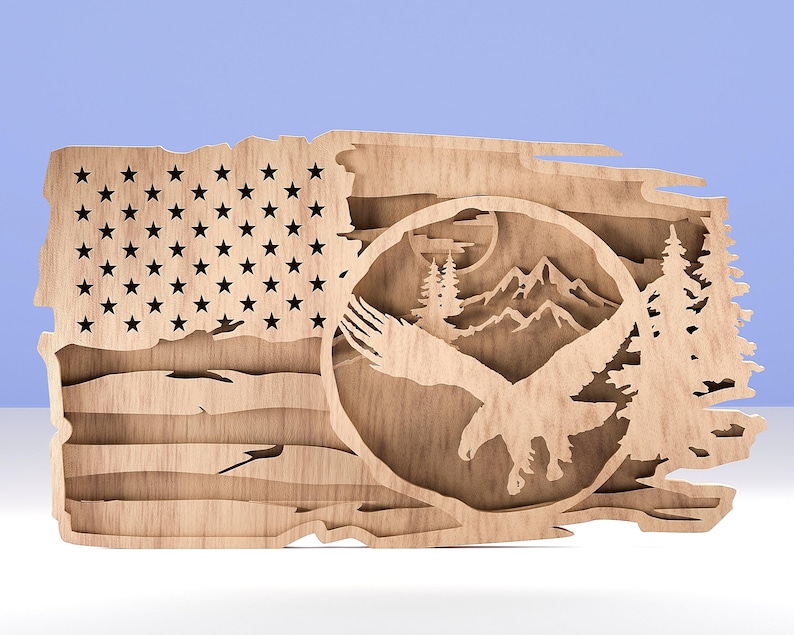 Laser Cut File Svg, Flag USA, Layered Art Object for Glowforge - Etsy