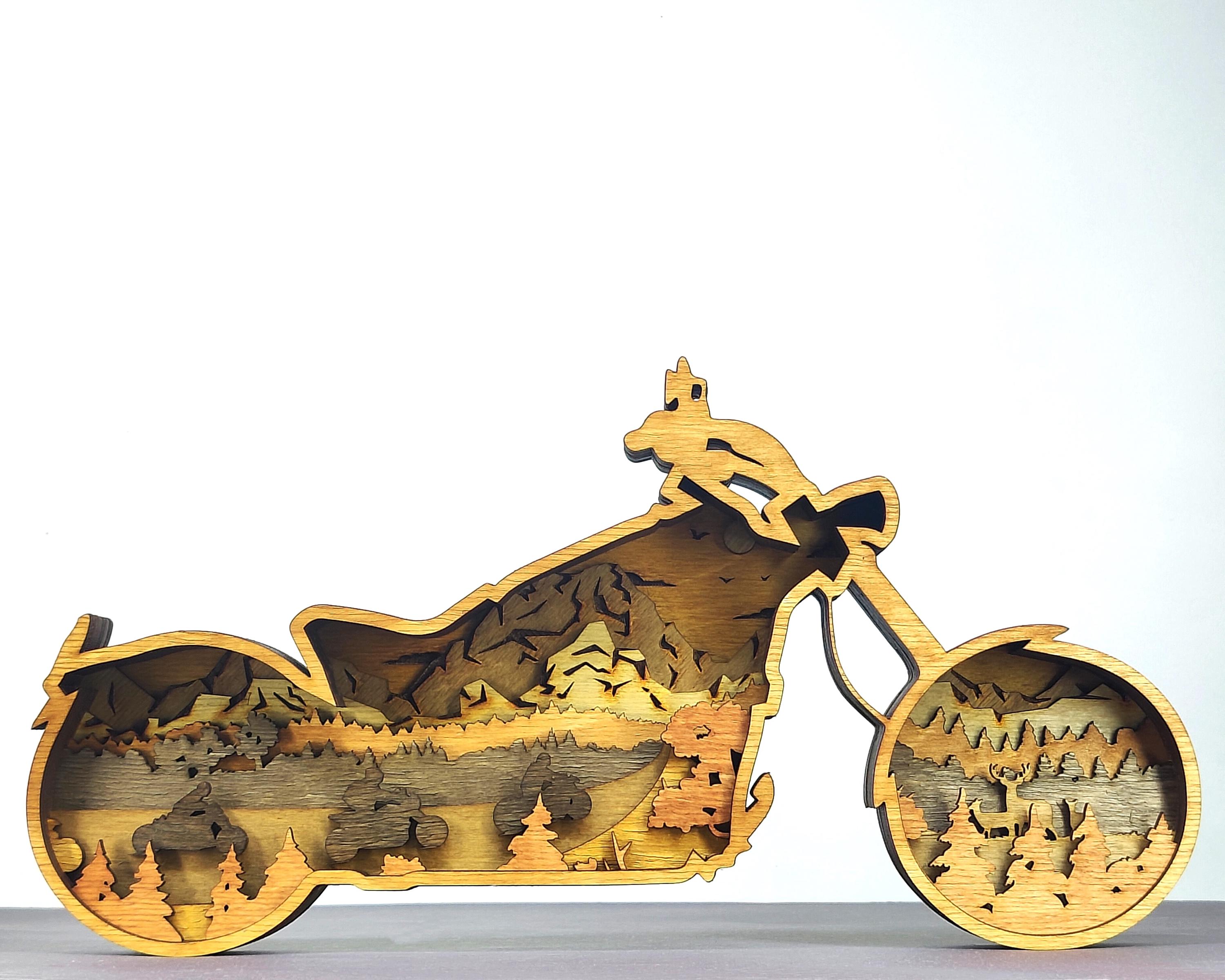 Motorbike, Laser Cut Files, 3D Motorcycle, Laser File and Biker Svg ...