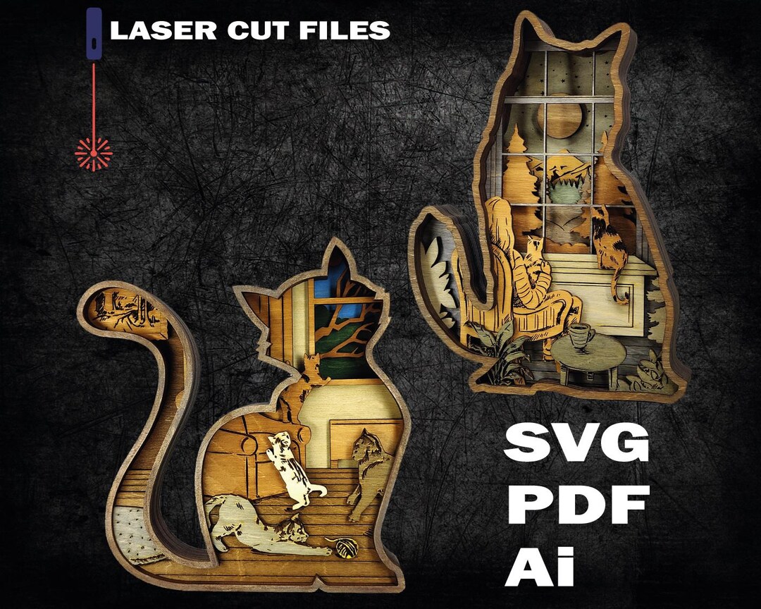 Layered Cat SVG, Laser Cut Files, 3D Shadow Box (digital Download) - Etsy