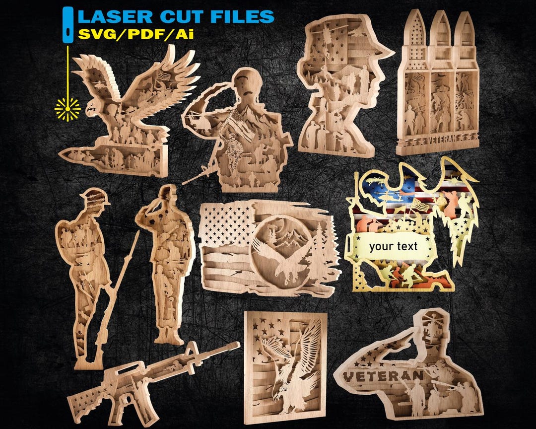 US Army Laser Cut File, 3D Standing Veteran, Soldier 3d, Eagle Svg, US ...
