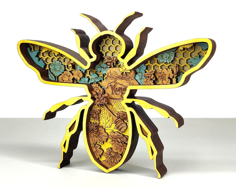 Layered Bee, Laser Cut File, Bee SVG, 3D, Instant Download, Layered Bee ...