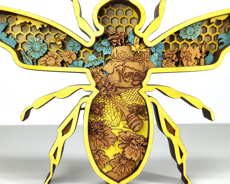 Layered Bee, Laser Cut File, Bee SVG, 3D, Instant Download, Layered Bee ...