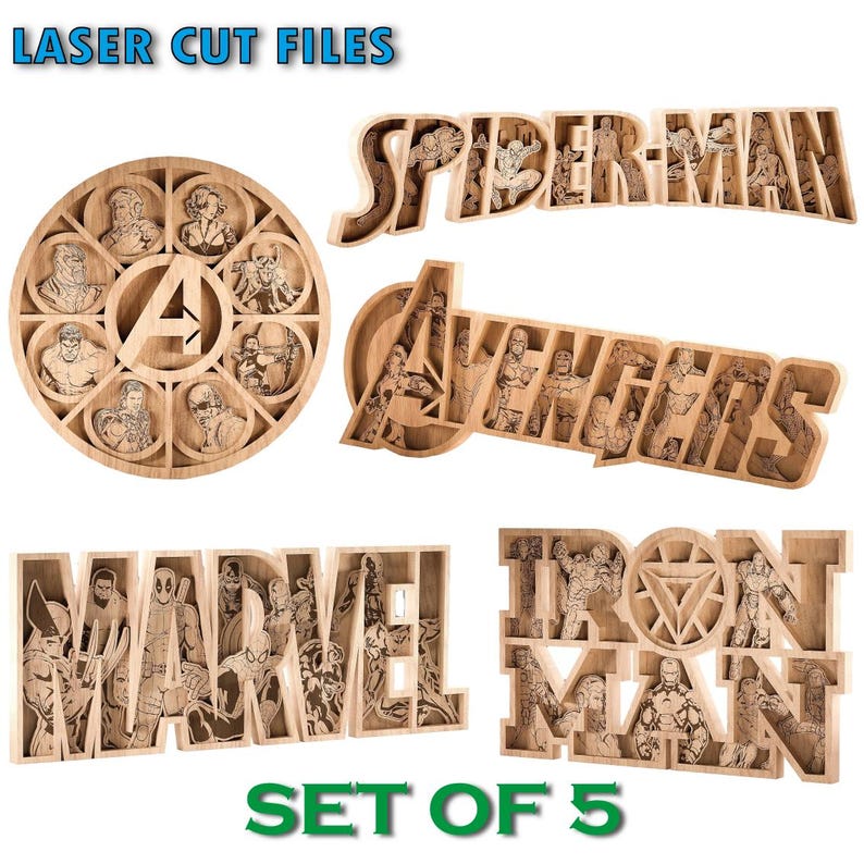 Set of 5 Templates, Superhero, Laser Cut SVG - MULTILAYERED - Etsy