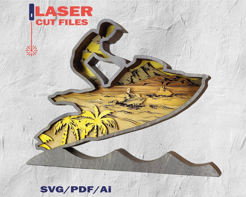 Jet Ski SVG, Laser Cut Files, Sea Doo SVG, Water Scooter SVG, 3D Effect ...