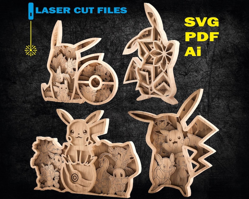 Layered Pika - Set of 4 - Laser Cut Files - Layered Artwork for ...