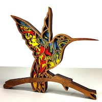Laser Cut Hummingbird Floral Art - Cdr Svg Dxf Ai for Laser Cutting and ...