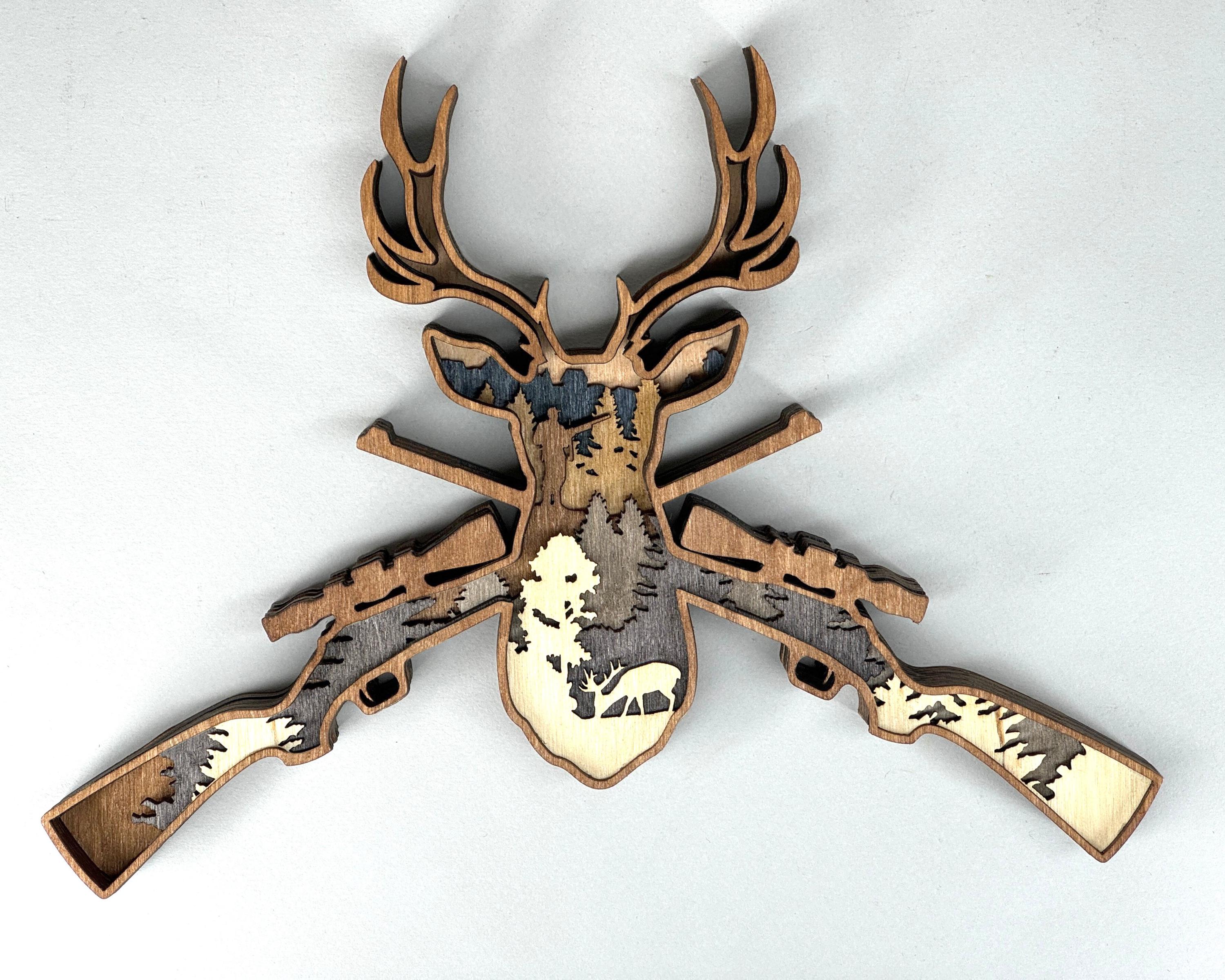 Deer Hunting Laser Cut Files, Rifle Layers Svg - 8 Layers - Etsy