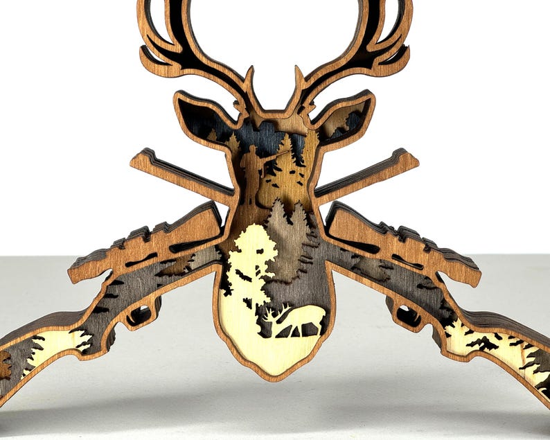 Deer Hunting Laser Cut Files, Rifle Layers Svg - 8 Layers - Etsy