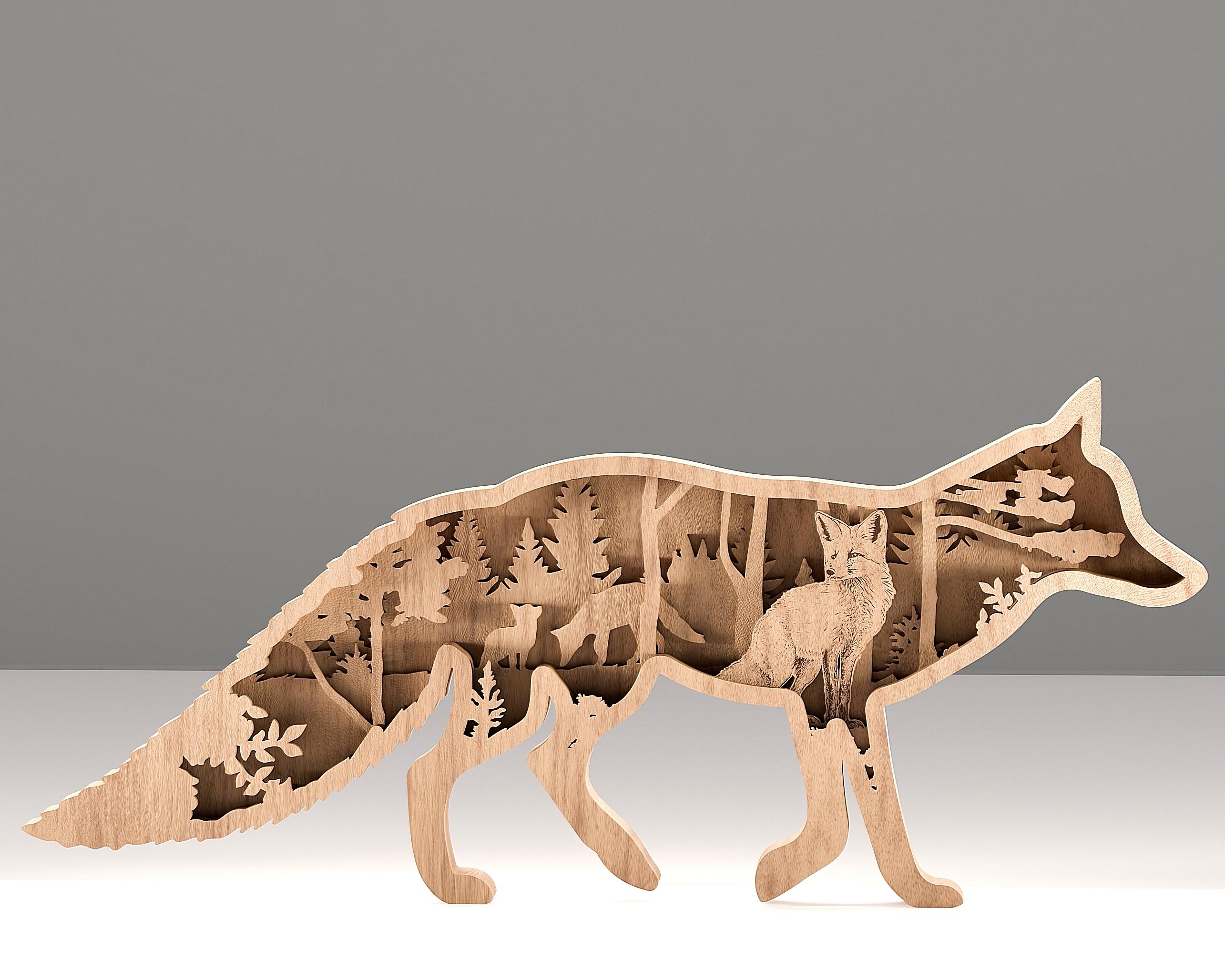 Fox Scene Svg, 3D Layered Fox, Laser Cutting Files - 6 Layers - Etsy