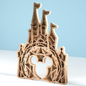3D Layered Magic Castle SVG, Laser Cut, Mouse Magic Kingdom, Cartoon ...
