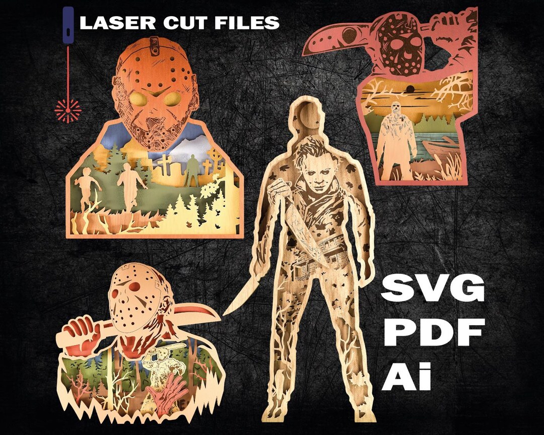 Horror SVG Bundle, Laser Cut Files for Glowforge, 4 Designs ...