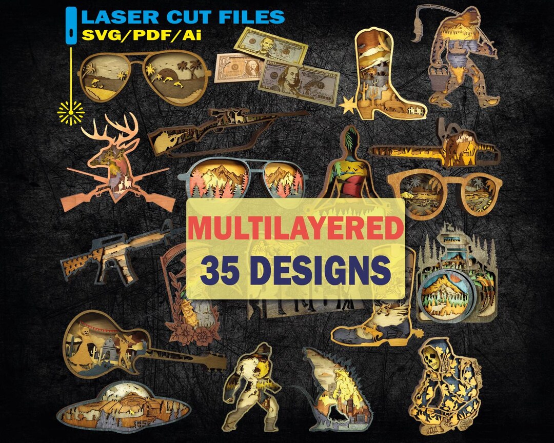 MULTILAYERS Bundle, SVG, Digital File, Laser Cut Files, 35 Designs - Etsy