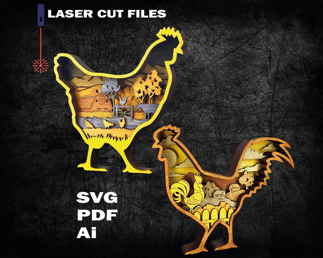 3D Rooster SVG, Multilayer Chicken Laser Cut File (digital Download) - Etsy
