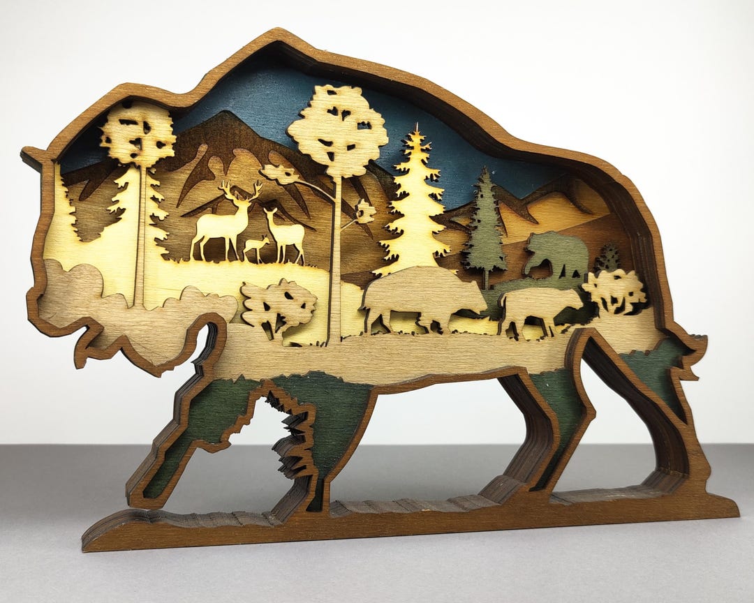 Bison Forest Animals Laser Cut File, 7 Layered SVG (digital Download ...