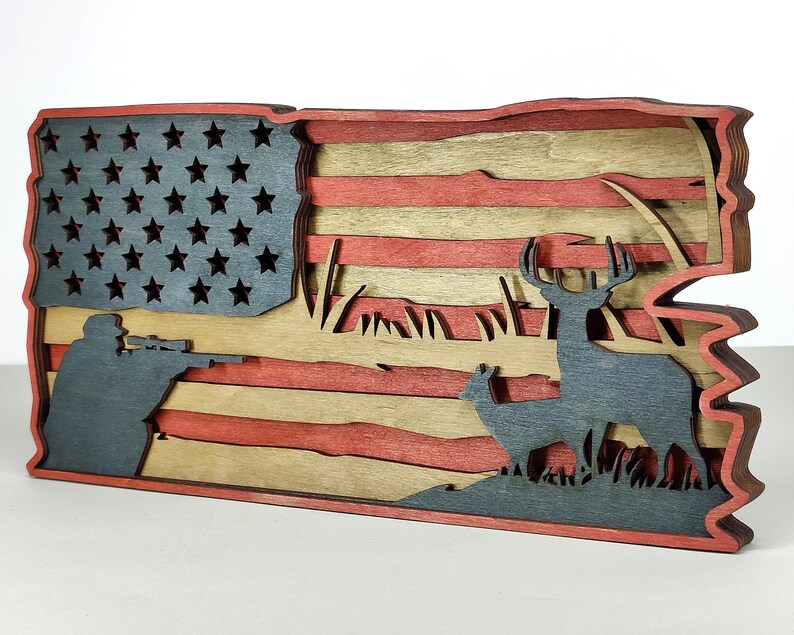 Hunter's Flag, Deer Hunter Flag - 5 Layers American Flag SVG - Etsy