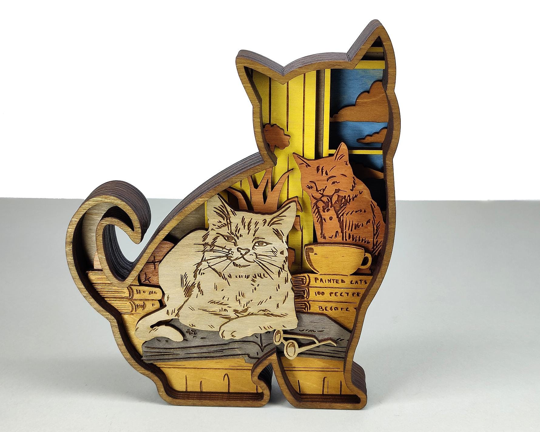 Kitty Svg, Cat Laser Cut, Glowforge Cnc Cutting, Cat Decor Home Svg ...