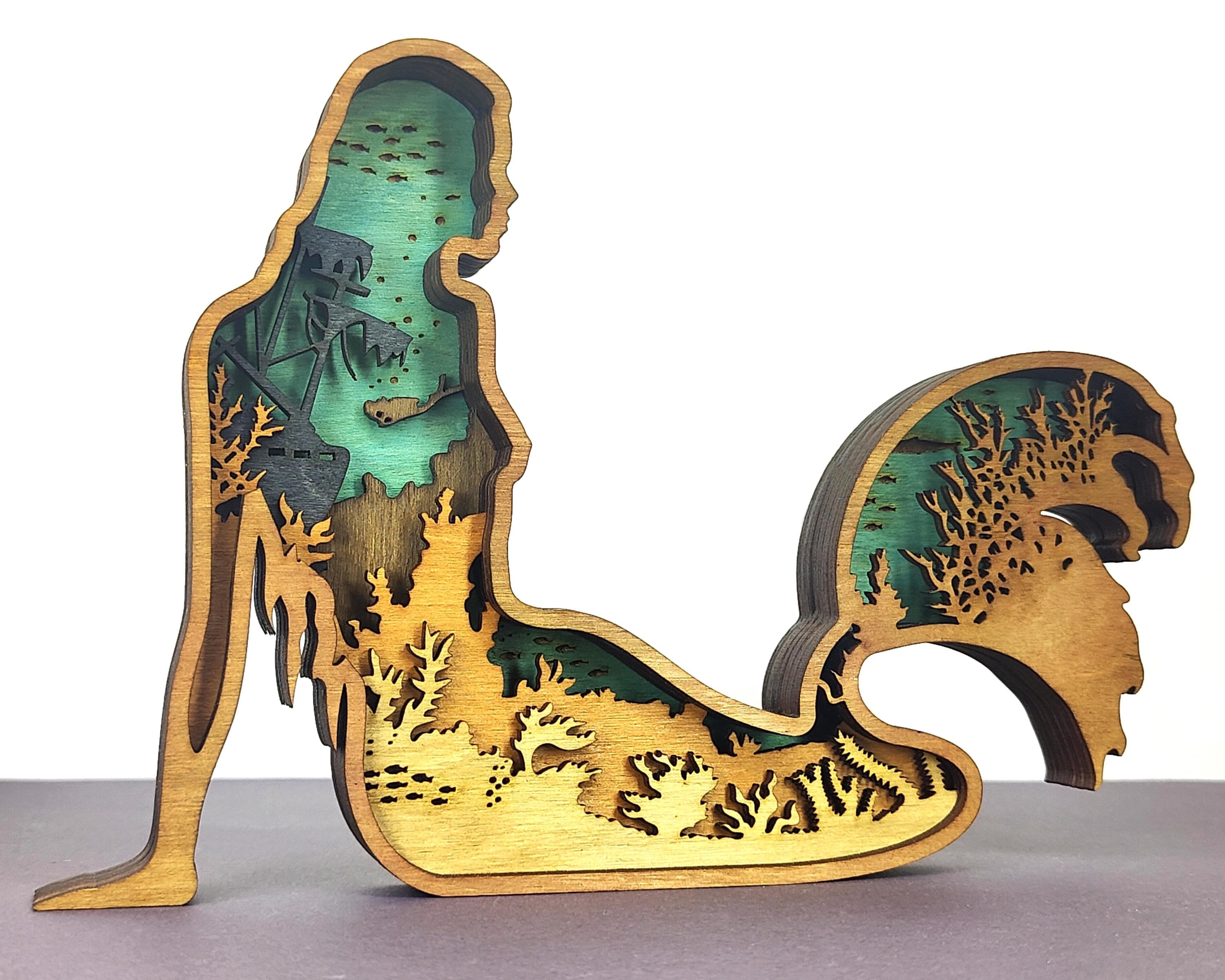 Mermaid 3D, Multilayer Laser Cut File, SVG Glowforge, Cutting File - 6 ...