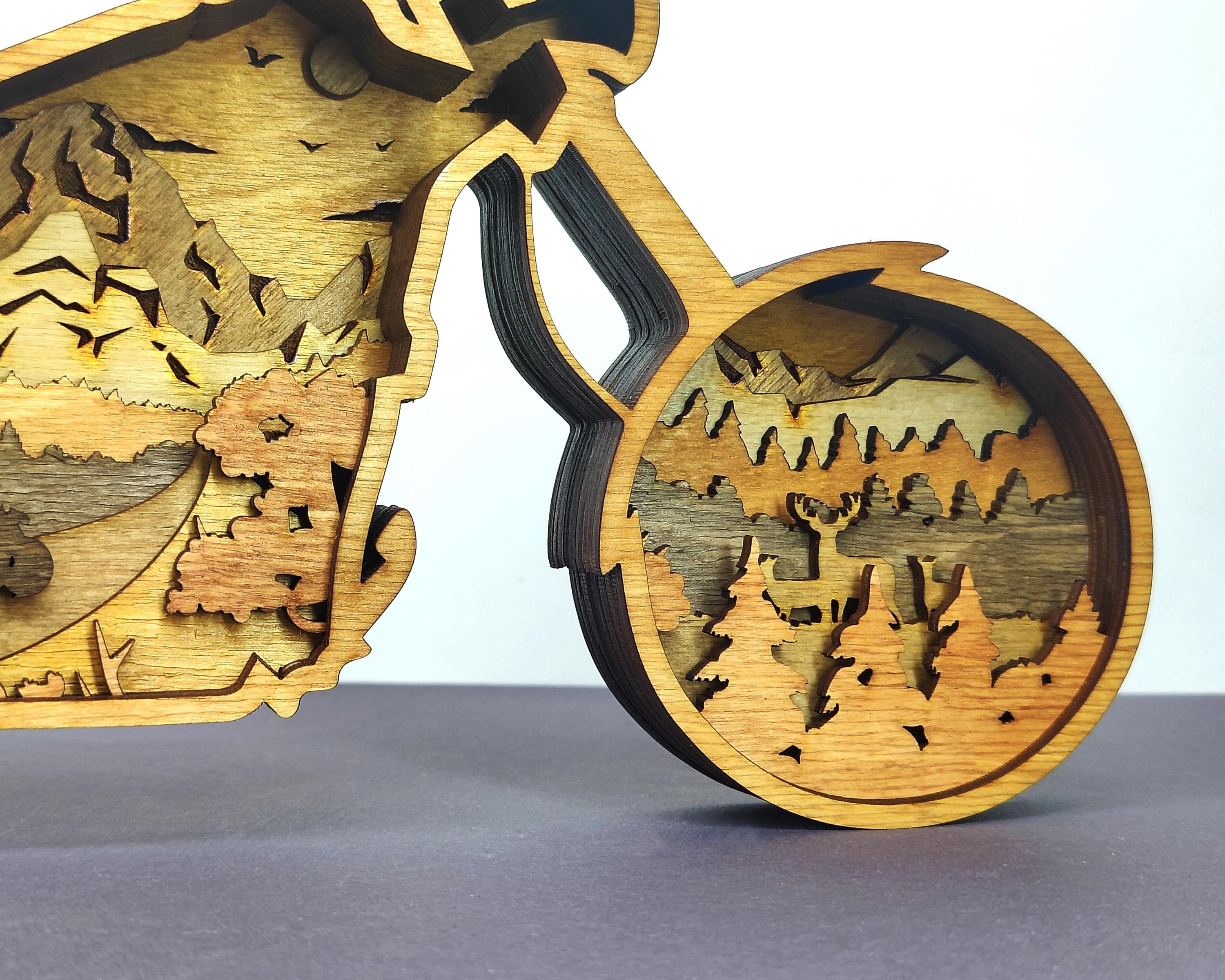 Motorbike, Laser Cut Files, 3D Motorcycle, Laser File and Biker Svg ...