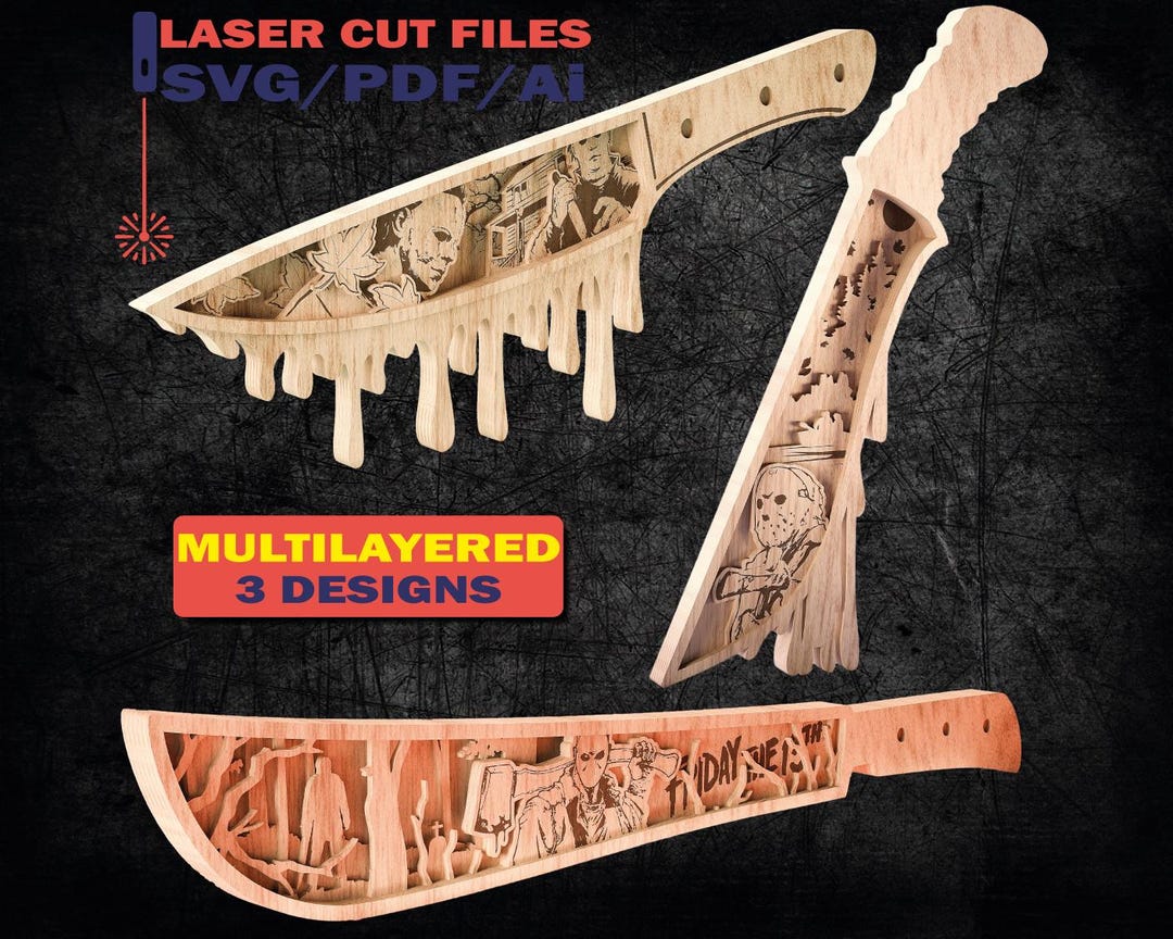 Horror Knife, Halloween SVG, Laser Cut Files for Glowforge, 3 Designs ...
