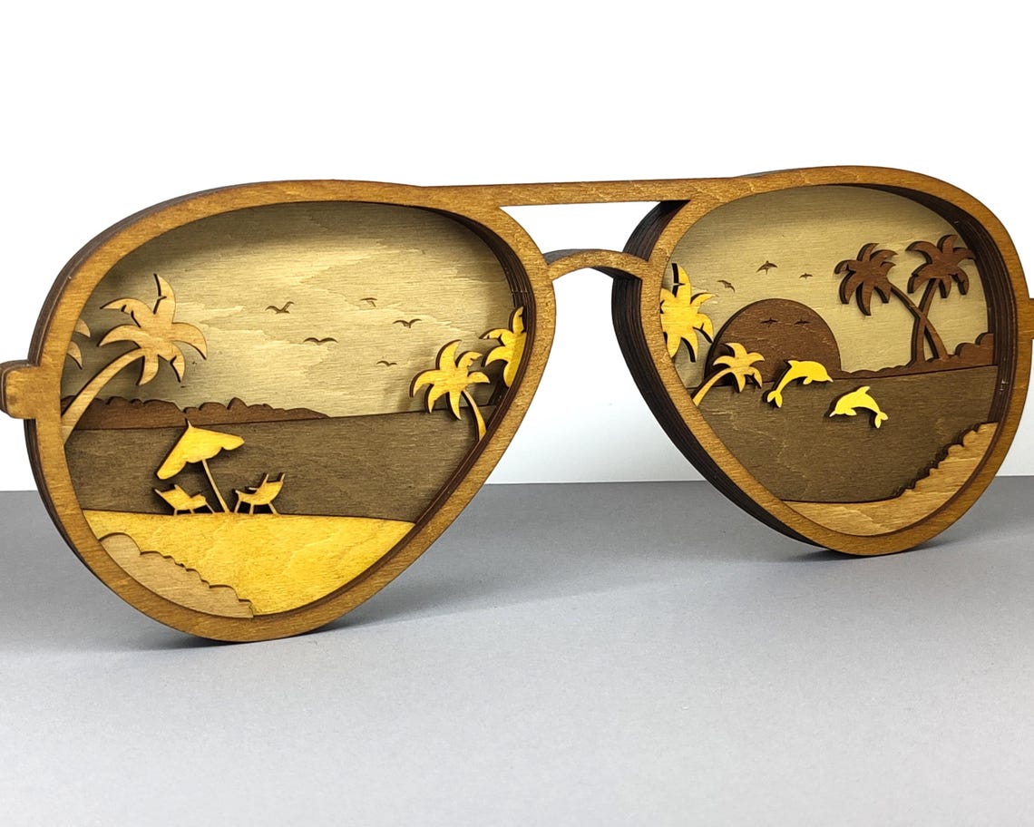 Sunglasses SVG, Laser Cut File, Sunglasses for Glowforge, 3D Effect ...